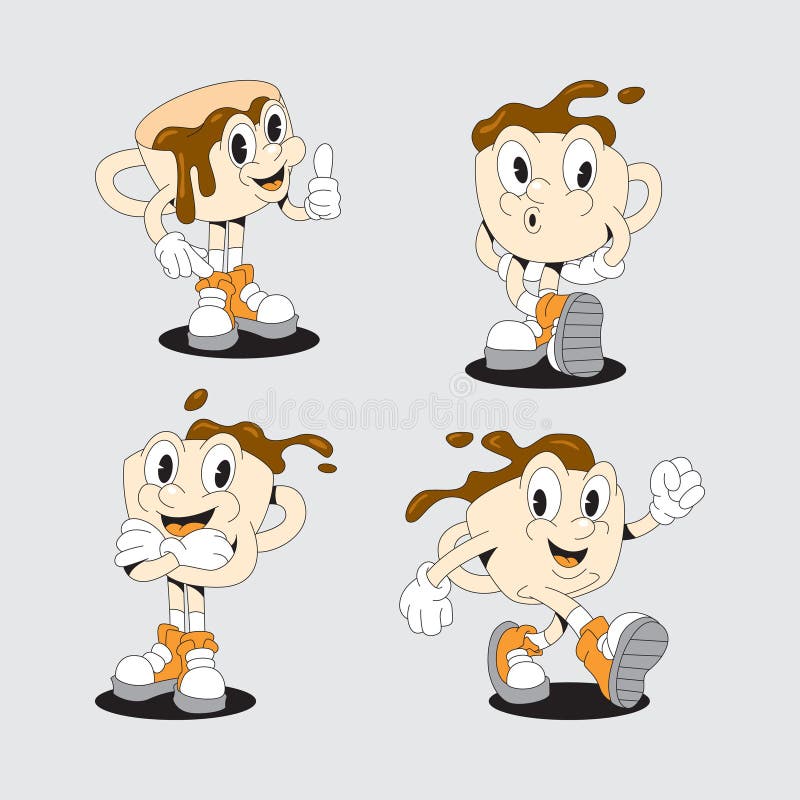 Coffee Mascot Design. Cute Coffee Vector Pack Stock Vector ...