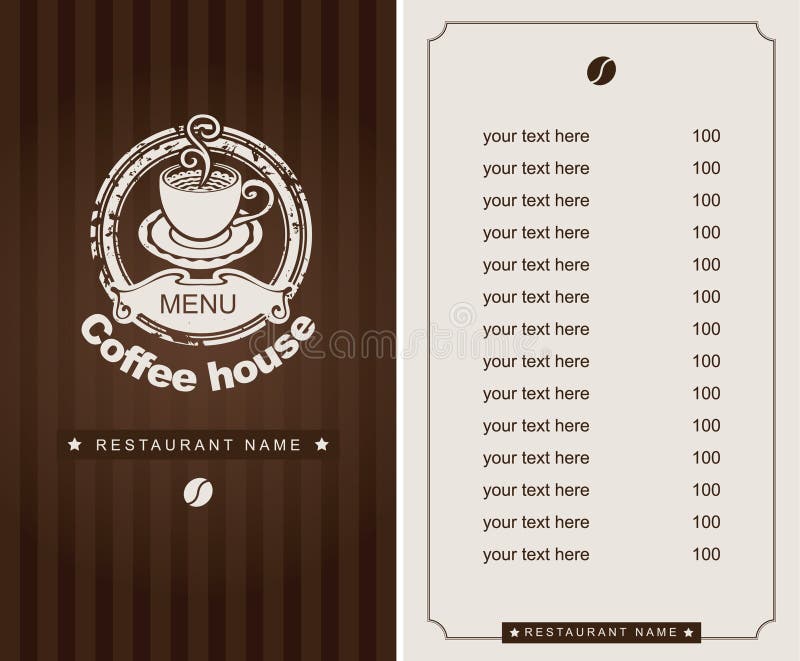 Coffee menu stock vector. Illustration of cafe, food - 28140571