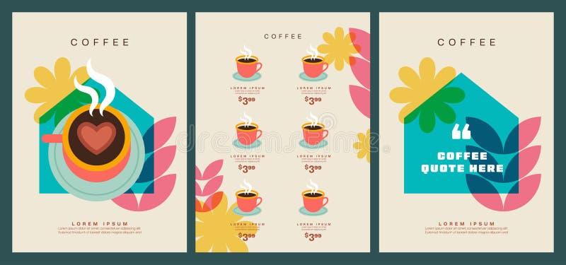 A Set of Minimal, Colorful, and Fun Casual Templates Featuring Coffee ...