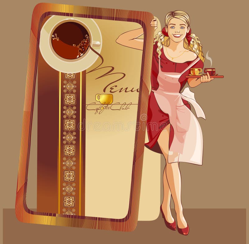 Coffee menu stock vector. Illustration of dress, smiling - 33043500