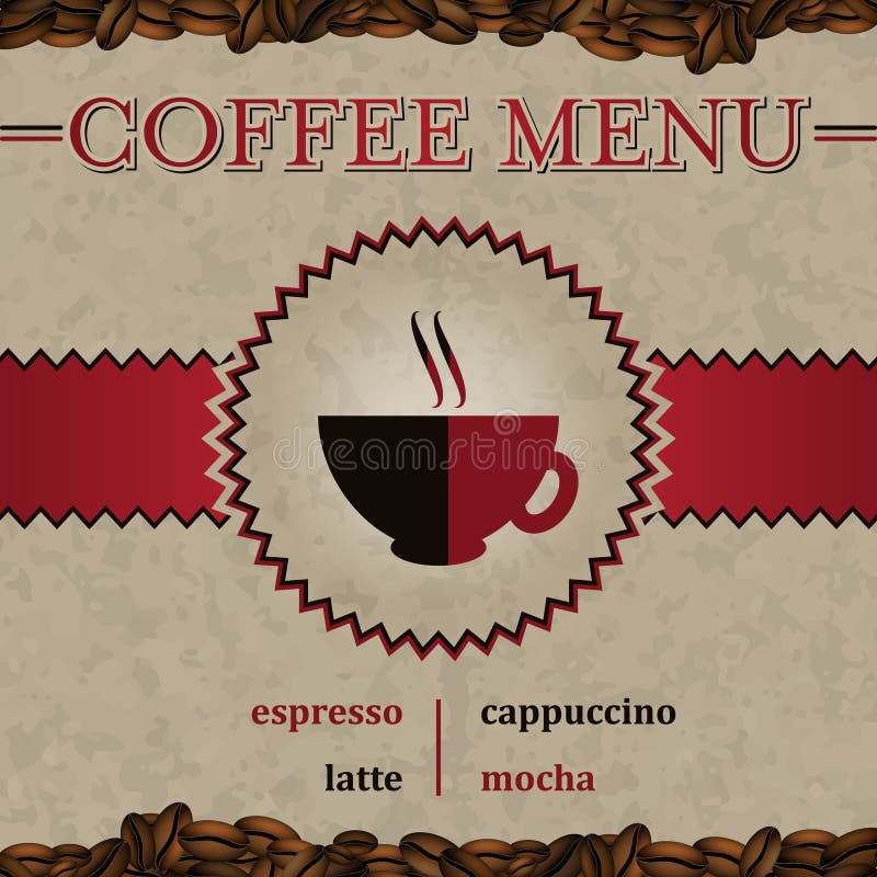 Coffee Menu Label Design Template in Retro Style Stock Vector ...