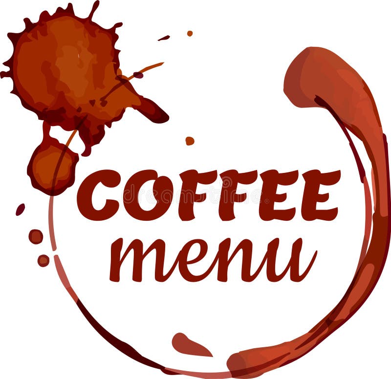 Coffee Menu Design Featuring a Cup Stain and Splash Forming a Circle ...