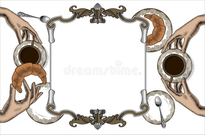 Coffee Menu. Female Hands with a Coffee Cup Stock Vector - Illustration ...