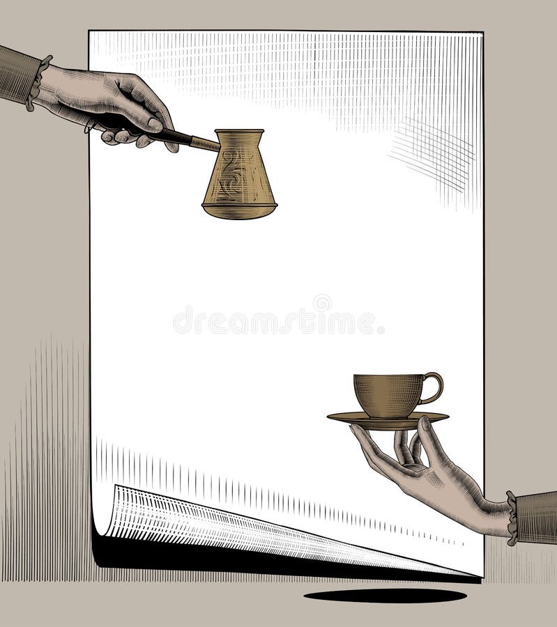 Coffee Menu. Female Hands with a Coffee Cup Stock Vector - Illustration ...