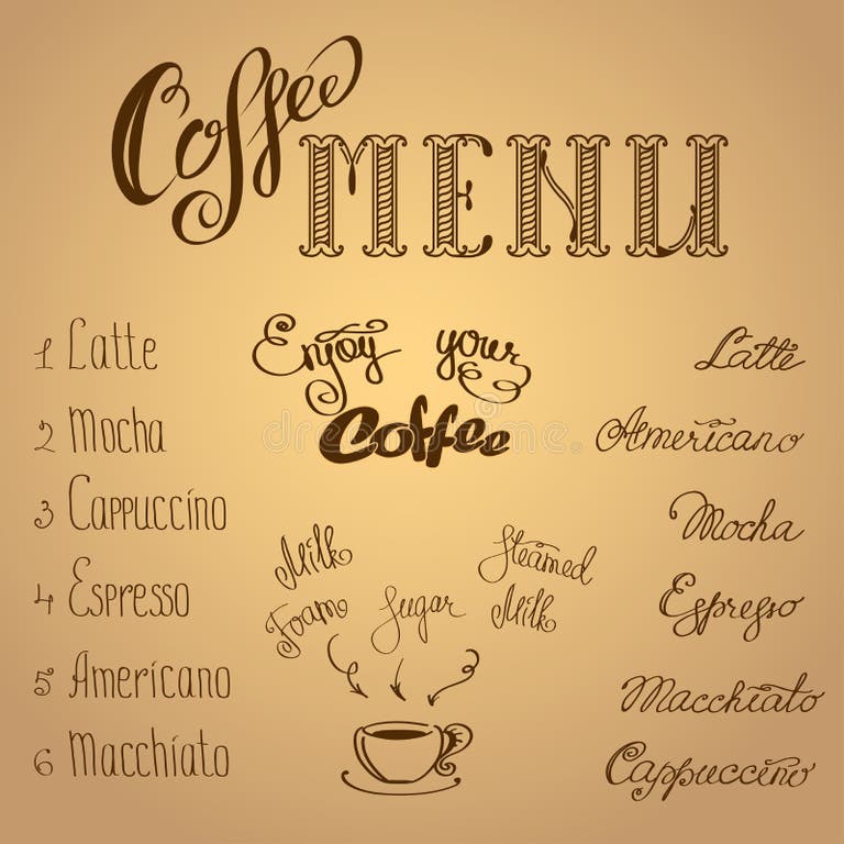 Coffee menu stock vector. Illustration of consist, menuhand - 90434310