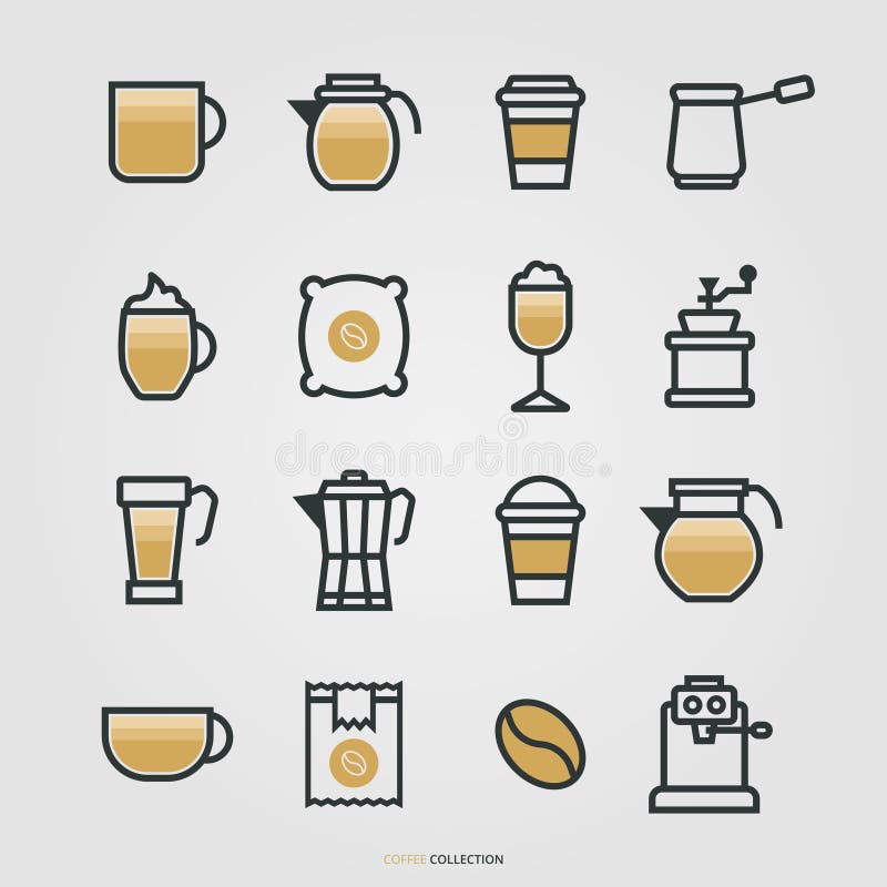 Coffee Menu Icon Set Design Stock Vector - Illustration of latte, icon ...
