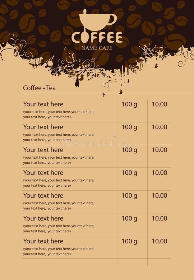 Coffee menu stock vector. Illustration of blank, cappuccino - 41817445