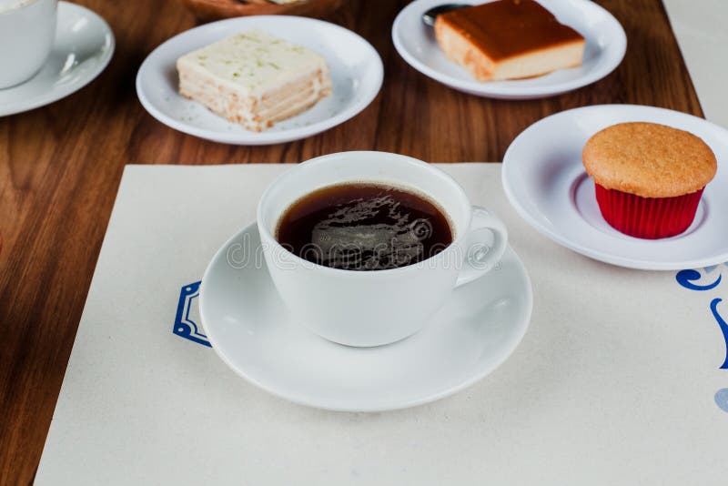 Coffee with Mexican Sweet Bread in Mexico City Restaurant Stock Photo ...