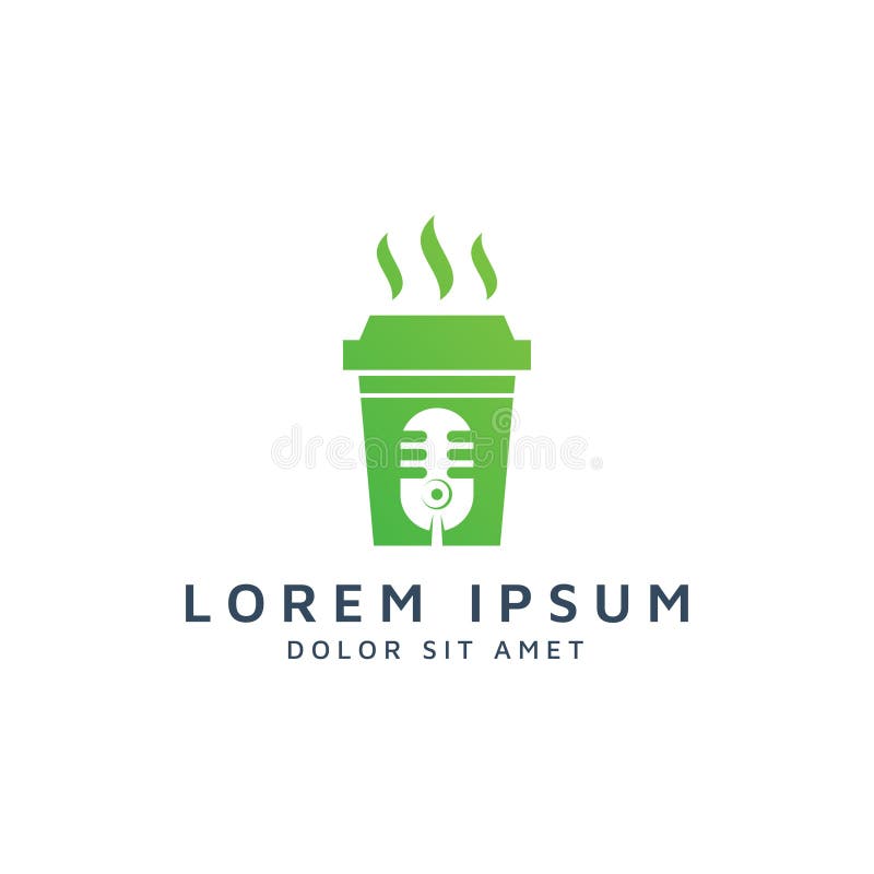 Coffee and Microphone Negative Space Logo Design Stock Vector ...