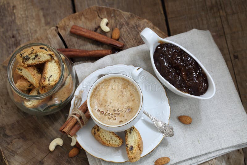 Coffee milk and shortbread stock photo. Image of cinnamon - 75804598