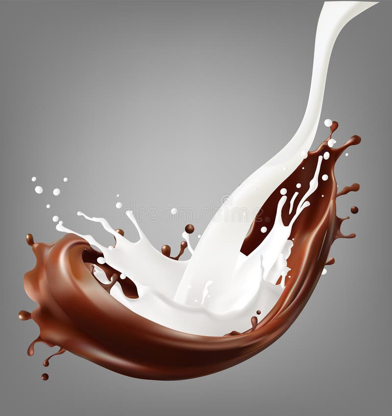 Coffee and Milk Splashes. 3d Vector Realistic Mesh Gradient Wes Used ...
