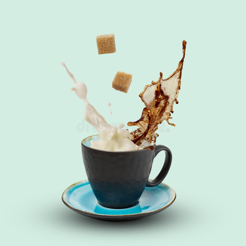 Coffee with milk and sugar stock photo. Image of pouring - 112976442