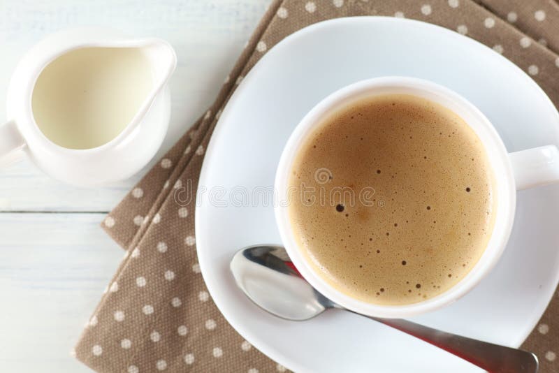 Coffee with Milk on the Table in the Cafe Stock Photo - Image of ...