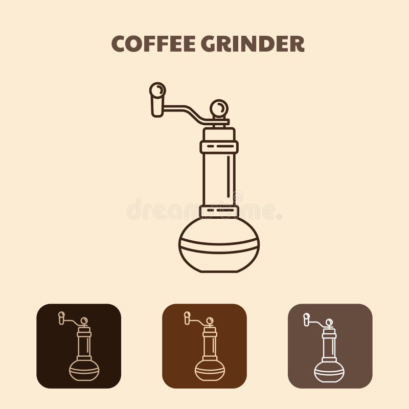 Coffee Mill. Outline Icon, Simple Vector Design with Shadow Stock ...
