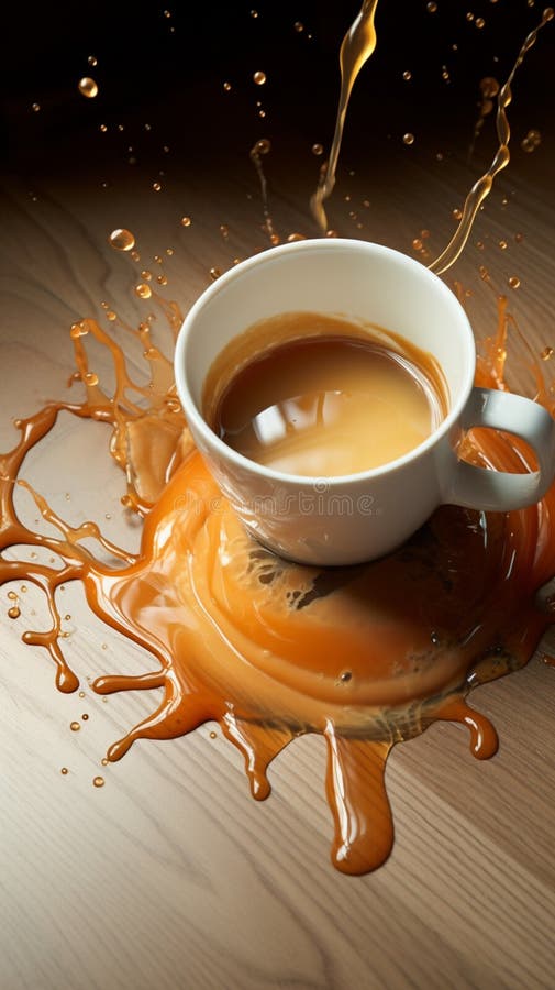 Coffee Mishap Cup of Coffee Spilled, Creating an Unexpected Mess Stock ...