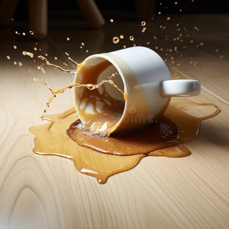 Coffee Mishap Cup of Coffee Spilled, Creating an Unexpected Mess Stock ...