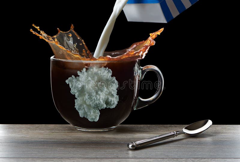 Coffee Mixing with Milk in Cup Stock Photo - Image of mixing, pouring ...