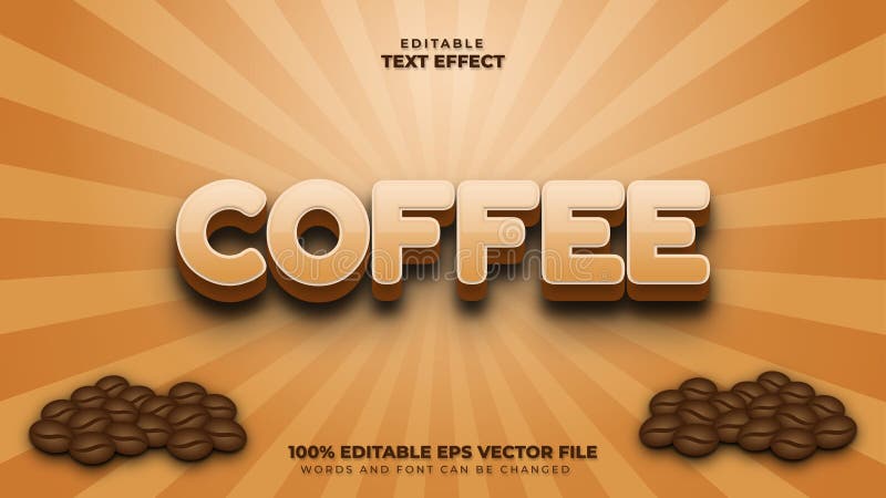 Coffee 3D Text Effect, Editable Text Effect Stock Vector - Illustration ...