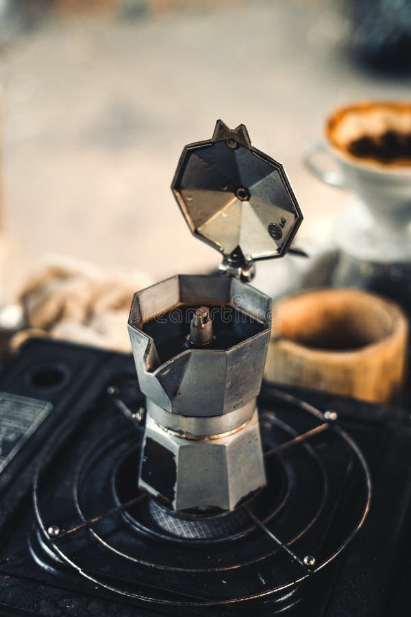 Coffee in Moka Pot Morning Arabica Coffee Stock Photo - Image of drink ...