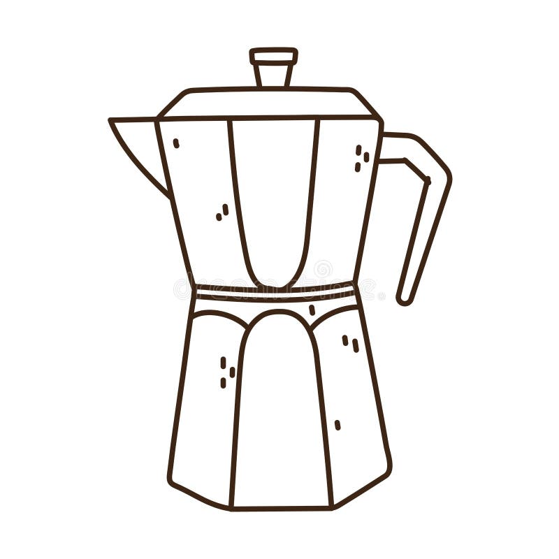 Coffee Moka Pot Pouring on Cup Fresh Line Icon Style Stock Vector ...