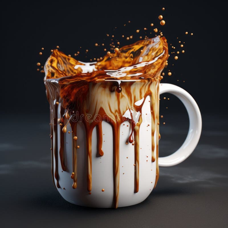 Realistic 3d Dripping Liquid Mug Design with Humorous Twist Stock ...