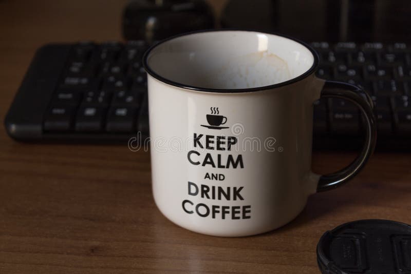 Coffee Mug in Front of Keyboard. Drinking Coffee in Front of Your ...