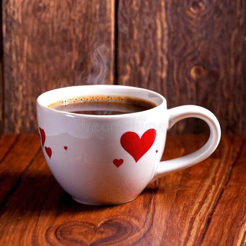 Coffee Mug with Heart Design, Cup of Love Stock Illustration ...