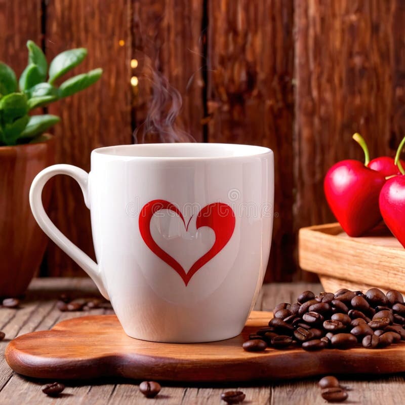 Coffee Mug with Heart Design, Cup of Love Stock Illustration ...