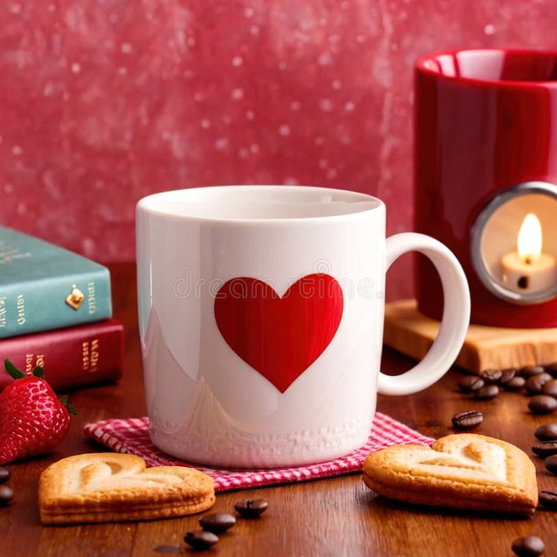 Coffee Mug with Heart Design, Cup of Love Stock Illustration ...