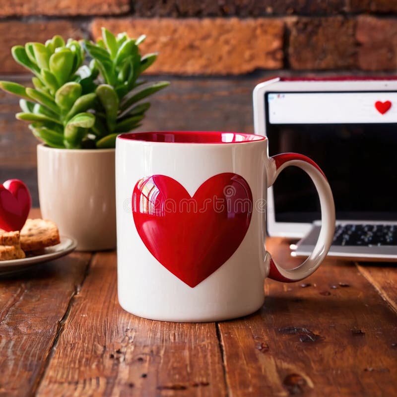 Coffee Mug with Heart Design, Cup of Love Stock Illustration ...