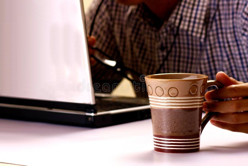 Coffee Mug and a Laptop Computer Stock Photo - Image of technology ...