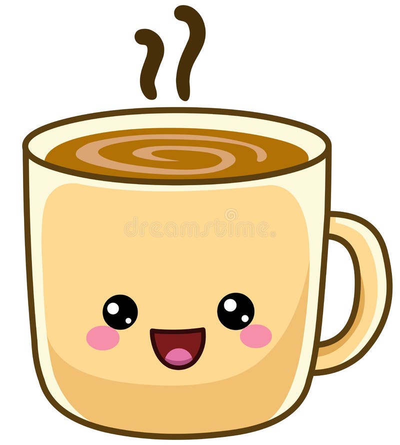 Coffee Mug Kawaii stock vector. Illustration of flat - 265594147