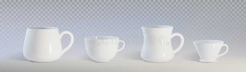 Coffee Mug Mockup Set of Different Shapes Stock Illustration ...