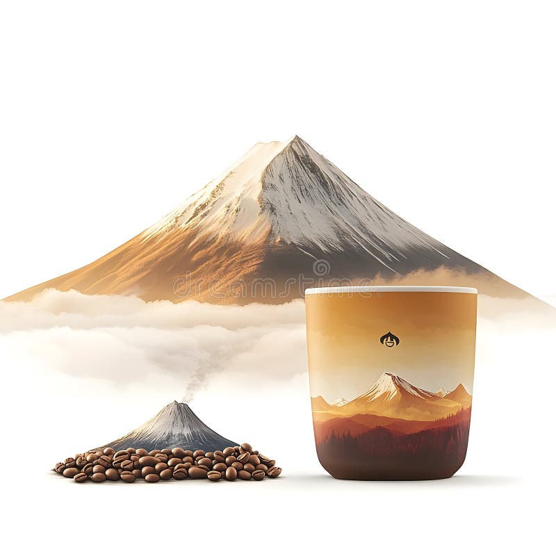 Mount Fuji Coffee Mug stock illustration. Illustration of beans - 386847085