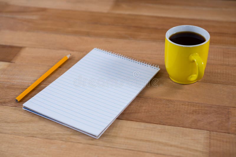 Coffee Mug with Notepad and Pencil Stock Image - Image of note ...