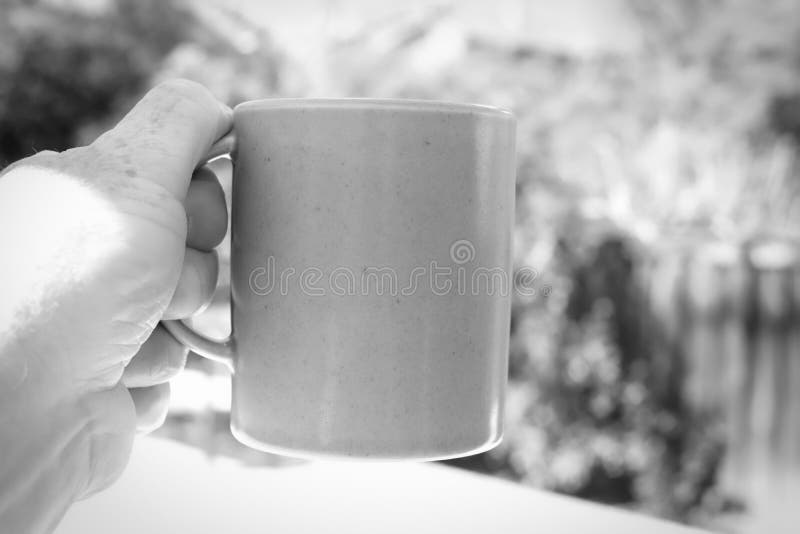 Coffee Mug Outdoors Held by Man Stock Image - Image of black ...