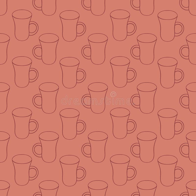 Coffee Mug Outline Seamless Pattern Design Stock Vector - Illustration ...