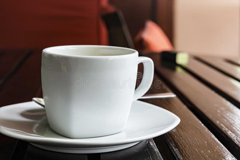 Coffee Mug Placed on the Wood Table Top Stock Image - Image of desk ...