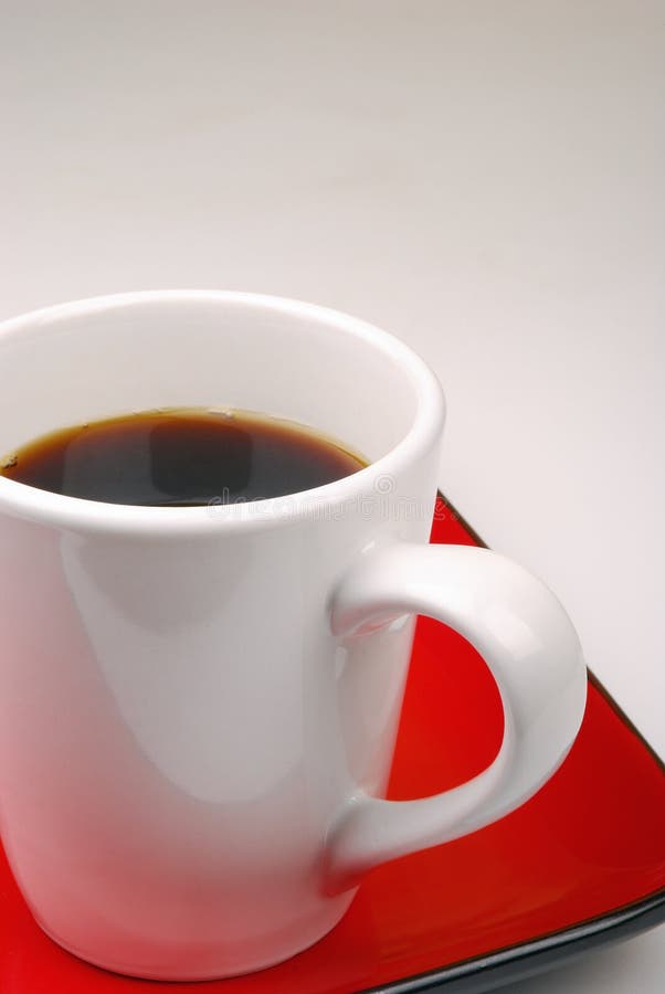 Coffee Mug on red plate stock photo. Image of apples, caffeine - 3255508