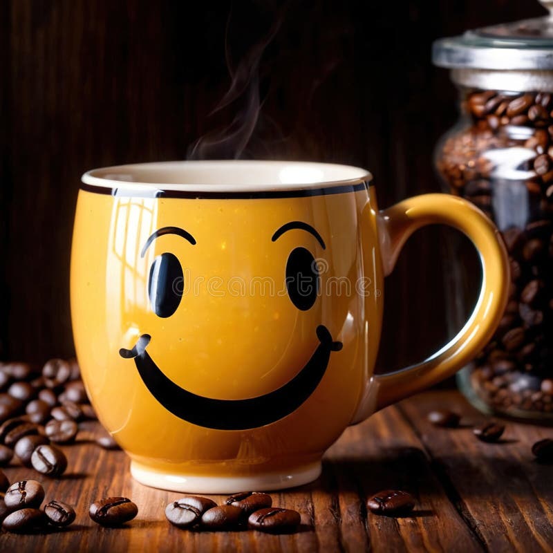 Coffee Mug with Smiley Face, Start the Day with Cheer and Happiness ...