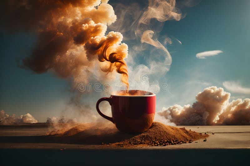 Coffee Mug Smoke Go To the Sky Realistic Stock Image - Image of smoke ...