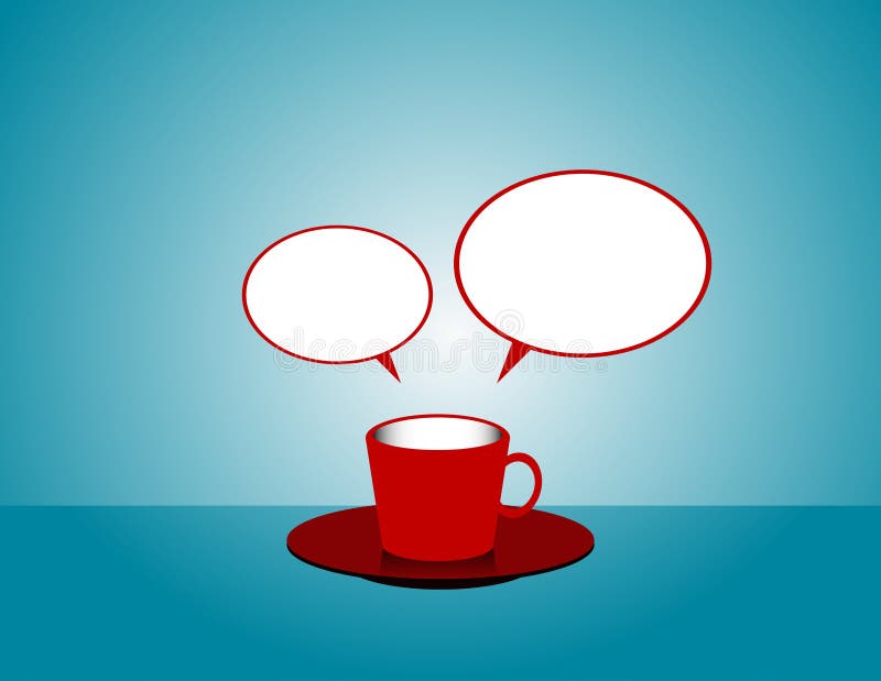 Coffee Mug with Speech Bubbles. Vector Flat Stock Illustration ...