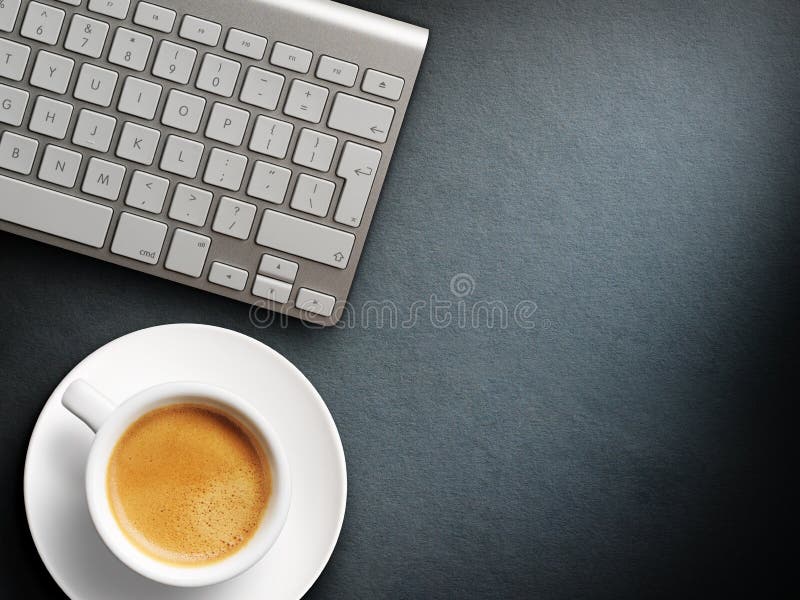 Coffee Mug on the Table with a Keyboard Stock Photo - Image of coffee ...