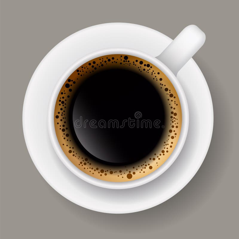 Coffee Mug Top View. Cappuccino Espresso Latte Milk Brown Coffee Vector ...