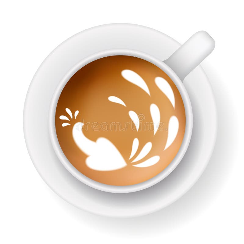 Coffee Mug Top View. Cappuccino Espresso Latte Milk Brown Coffee Vector ...