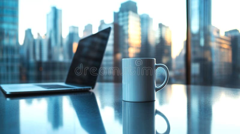 Coffee Mug at Workplace in Office with Morning Coffee Concept. Stock ...