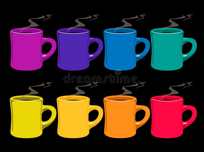 Colorful coffee cups stock vector. Illustration of vivid - 4769068