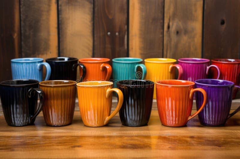 Coffee Mugs in Different Colors Grouped Together Stock Image - Image of ...