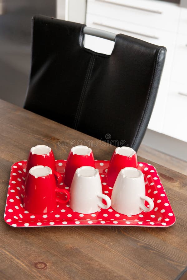 Coffee mugs at the table stock photo. Image of tray, coffee - 10219756
