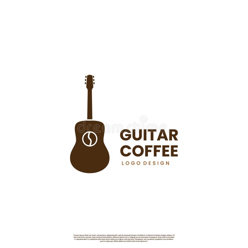 Coffee Music Logo Design, Coffee Bean with Guitar Logo Concept Stock ...